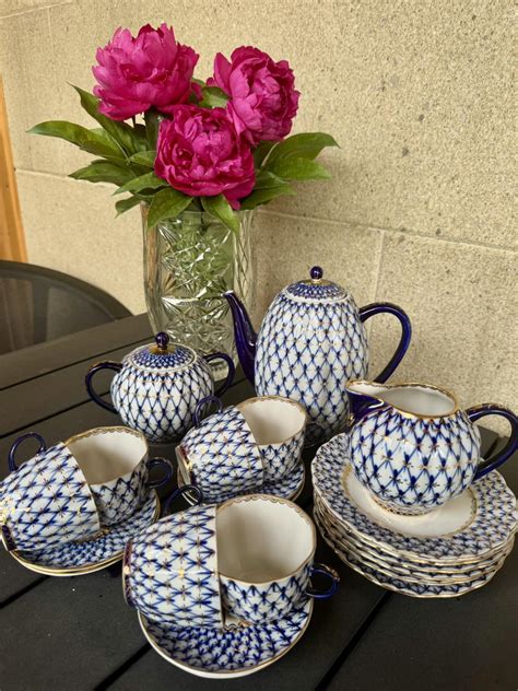 ბებიასეული გაიყიდა ️ ️ 🩷ლეგენდარული საიმპერატორო “ კობალტის ბადე” ყავის სერვიზი “ლფზ”💙