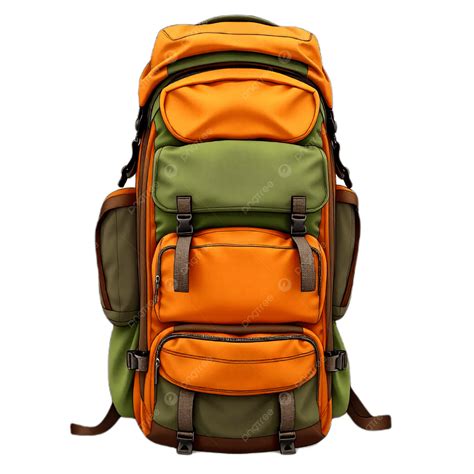 대형 하이킹 배낭 주황색과 올리브 녹색 색상 여러 개의 칸막이 견고한 디자인 야외 장비 모험 장비 내구성이 뛰어난 직물 조절 가능한 스트랩 전면 포켓 측면 상단 핸들