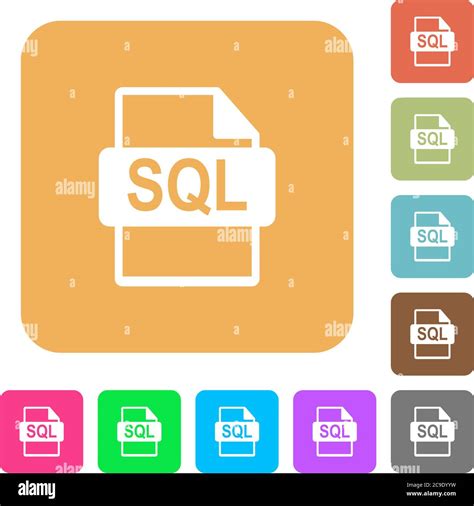 Sql File Format Flat Icons On Rounded Square Vivid Color Backgrounds Stock Vector Image And Art