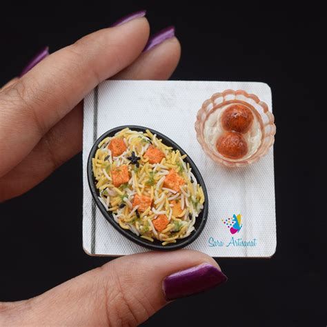 Miniature Clay Paneer Biryani With Jamoon Miniture Food Clay Food Mini Foods