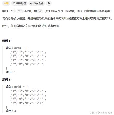 Leetcode200 岛屿数量 Csdn博客
