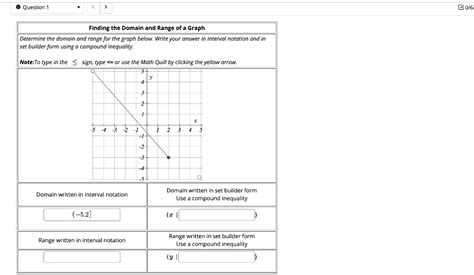 Solved Finding The Domain And Range Of A Graph Determine The Domain And Range For The Graph