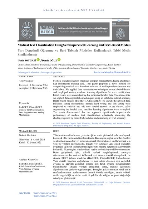 Pdf Medical Text Classification Using Semisupervised Learning And Bert Based Models