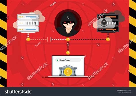 Hacker Dns Hijack Communication Website Concept Stock Vector Royalty