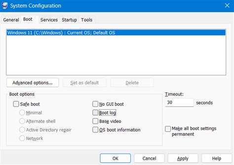 how to enable and find windows boot log