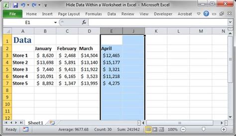Hide Data Within A Worksheet In Excel
