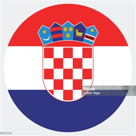 크로아티아의 국기 버튼 플래그 아이콘입니다 표준 색상 원 아이콘 플래그입니다 컴퓨터 일러스트레이션 디지털 일러스트레이션 벡터 일러스트 레이 션입니다 3차원 형태에 대한 스톡