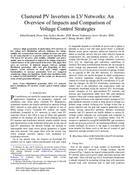 Pdf Clustered Pv Inverters In Lv Networks An Overview Of Impacts And Comparison Of Voltage