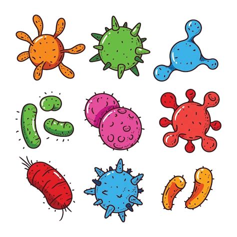 Paquete De Virus De Estilo Dibujado A Mano Vector Gratis