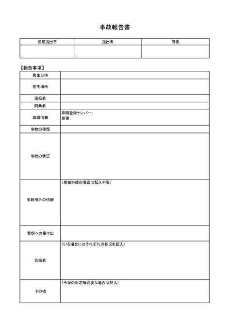 通勤時・業務時に利用する交通事故の報告書「excel・wordで簡単に項目編集・記入し作成が出来る」無料のテンプレート｜王の嗜み
