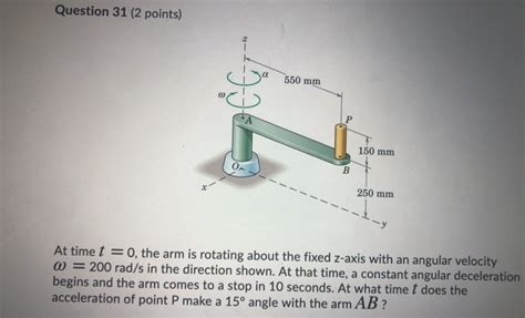 solved question 31 2 points 2 550 mm 150 mm 250 mm at time