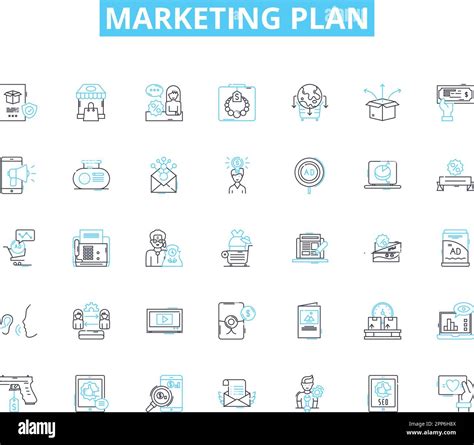 Marketing Plan Linear Icons Set Strategy Objectives Swot Segmentation Differentiation