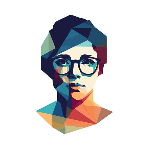 A Woman With Glasses And A Geometric Face 49569446 Vector Art At Vecteezy