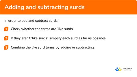 Adding And Subtracting Surds GCSE Steps Examples Worksheet