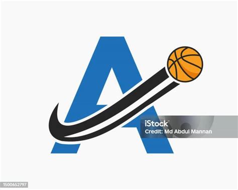 첫 글자 움직이는 농구 아이콘이 있는 농구 로고 개념입니다 바스켓 볼 로고 타입 기호 Championship에 대한 스톡 벡터 아트 및 기타 이미지