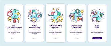 Premium Vector Property Management Systems In Hotels Onboarding Mobile App Screen Tech