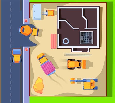 Premium Vector Construction Processes Background Top View Builders