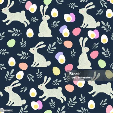 원활한 벡터 부활절 토끼 패턴 토끼와 계란 끝없는 배경 Eps 10 귀여운에 대한 스톡 벡터 아트 및 기타 이미지 귀여운 꽃 식물 다중 색상 Istock