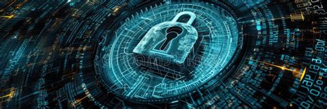 Banner Of Circuit Board With Padlock Data Security Encryption Stock Illustration Illustration