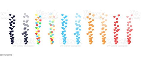 플랫 스타일의 스트림을위한 다채로운 하트 세트 소셜 미디어 게시물 라이브 스트리밍을위한 빨간색 분홍색 오렌지 검은 색과 파란색