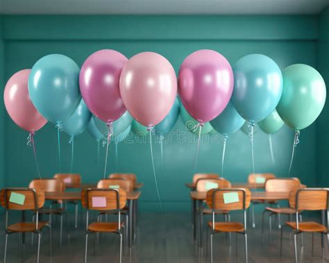 Celebrate Teachers Day Classroom Filled With Balloons And Heartfelt