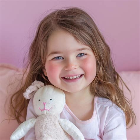 Una Niña Acuna Tiernamente Un Juguete De Peluche En Sus Manos Imagen