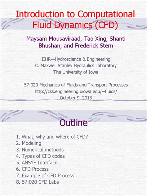cfd lecture introduction to cfd 2013 computational fluid dynamics