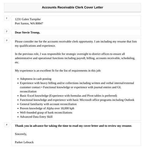 Accounts Receivable Clerk Cover Letter Velvet Jobs