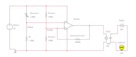 Ntc Resistor Comparator Circuit Multisim Live
