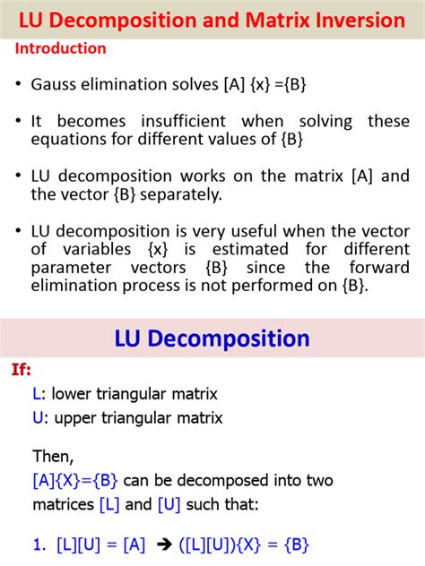 Lu Decomposition And Matrix Inversion 2 Pdf Matrix Mathematics