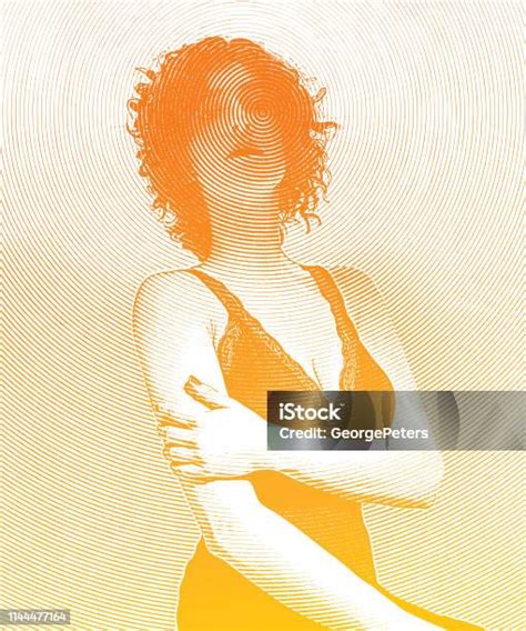 슬립 란제리를 입고 우아한 여자의 벡터 일러스트 레이 션 고요한 장면에 대한 스톡 벡터 아트 및 기타 이미지 고요한 장면 그라데이션 금색 Istock
