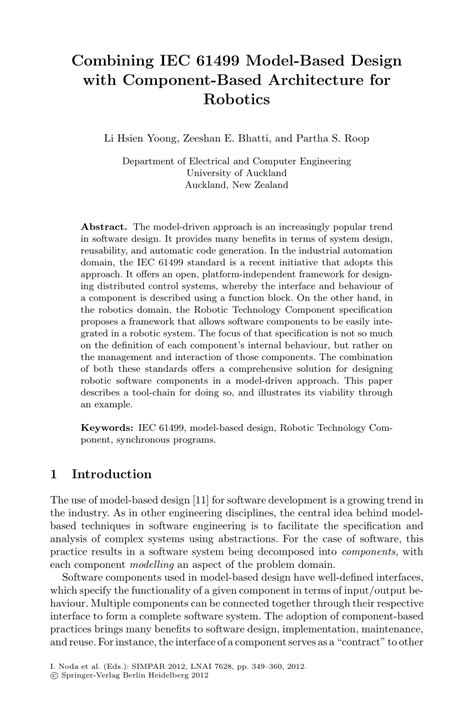 Pdf Combining Iec 61499 Model Based Design With Component Based Architecture For Robotics