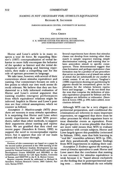 Pdf Naming Is Not Necessary For Stimulus Equivalence