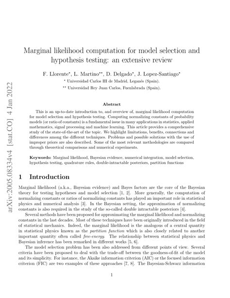 pdf marginal likelihood computation for model selection and