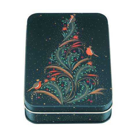 Robin Print Small Rectangular Christmas Tin By Sara Miller London Vibrant Home