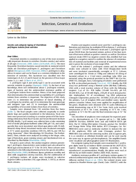 Pdf Genetic And Antigenic Typing Of Clostridium Perfringens Isolates