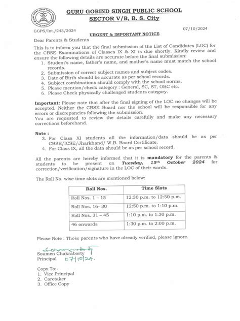 Notice Class Ix And Xi Loc Pdf