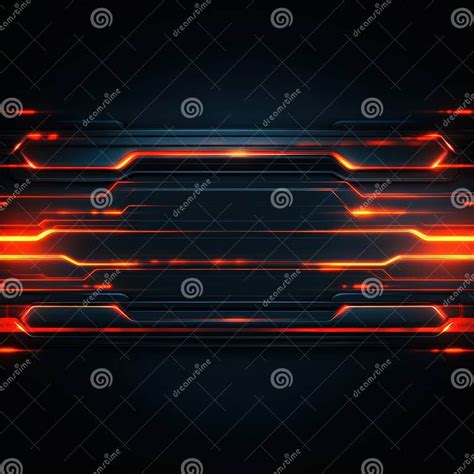 Abstract Futuristic Technology Background With Glowing Orange Lines Stock Illustration