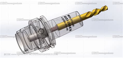 Φ8 55台阶钻及HSK63热胀刀柄solidworks数模图纸 机械工具模型下载 摩尔网CGMOL