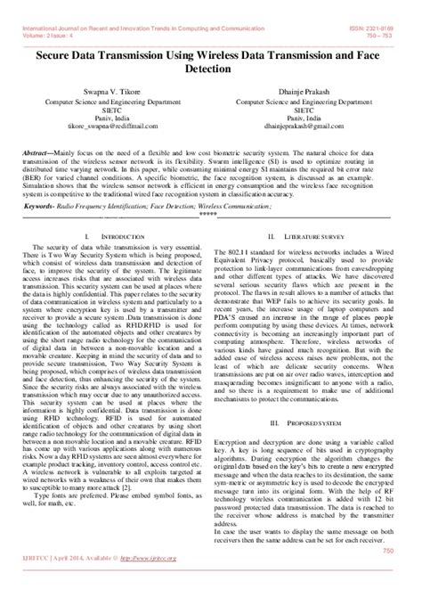 Pdf Secure Data Transmission Using Wireless Data Transmission And Face Detection