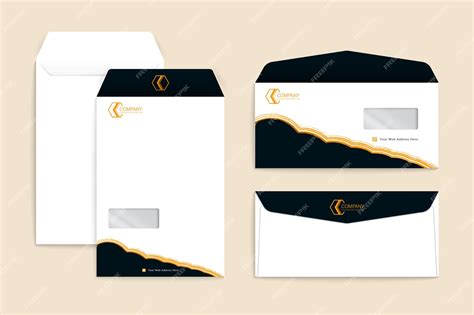 노란색 그런 지 브러쉬 봉투 템플릿 세트 프리미엄 벡터