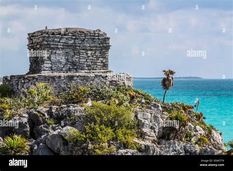 Temple Of The Wind God Tulum Archaeological Site Quintana Roo Mexico