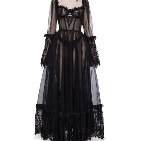Dollskill Floor Length Black Lace Dress Size Depop