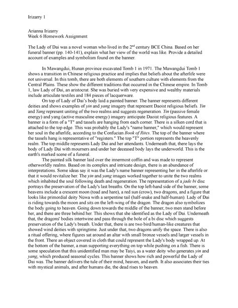 homework assignment week 6 irizarry 1 arianna irizarry week 6