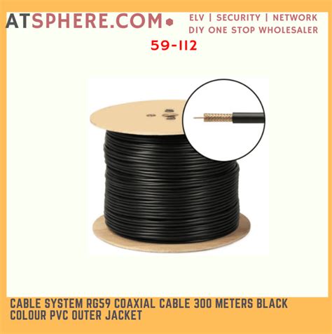 Cable System Rg59 Coaxial Cable 300 Meters Black Colour Pvc Outer