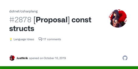 [proposal] const structs · dotnet csharplang · discussion 2878 · github