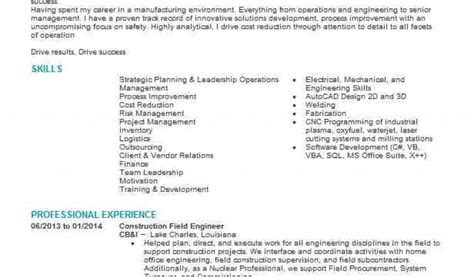 Field Engineer Resume Construction Field Engineer Resume Sample