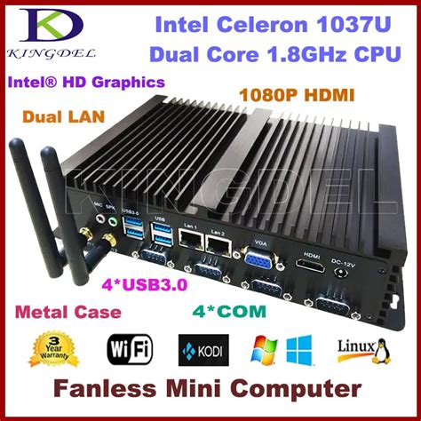 Free Shipping Barebone Industrial Computer Fanless Mini Pc Intel