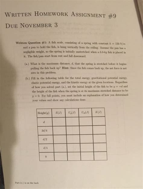 solved written homework assignment 9 due november 3 written