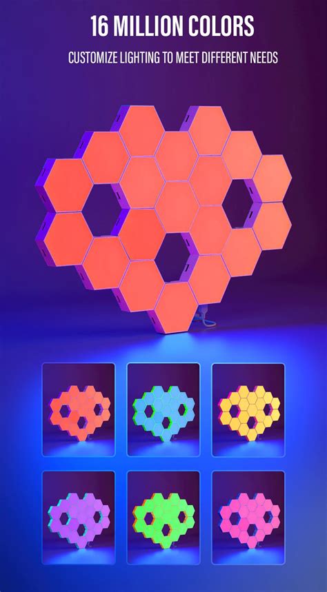 RGBIC Smart Light Board Hexagonal Lamp Indoor Atmosphere Wall Lamp Voice Control APP Night Light